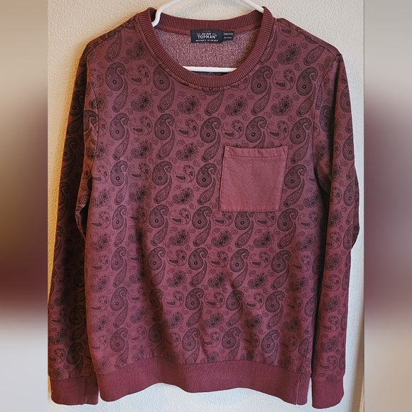 Topman | Sweaters | Topman Burgundy Mens Crewneck Sweater | Poshmark